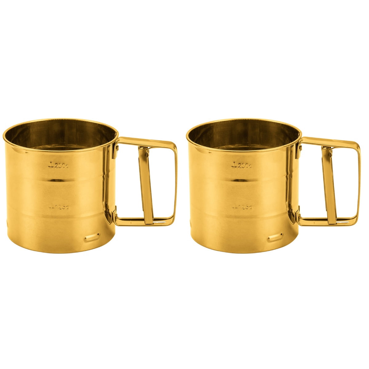 Set of 2 Stainless Steel Flour Sieve Strainer Sifter Cup Metal Coffee ...