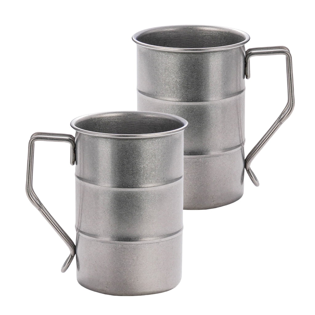 Set of 2 Stainless Steel Oil Barrels Mug for Milk Industrial Style Beer ...