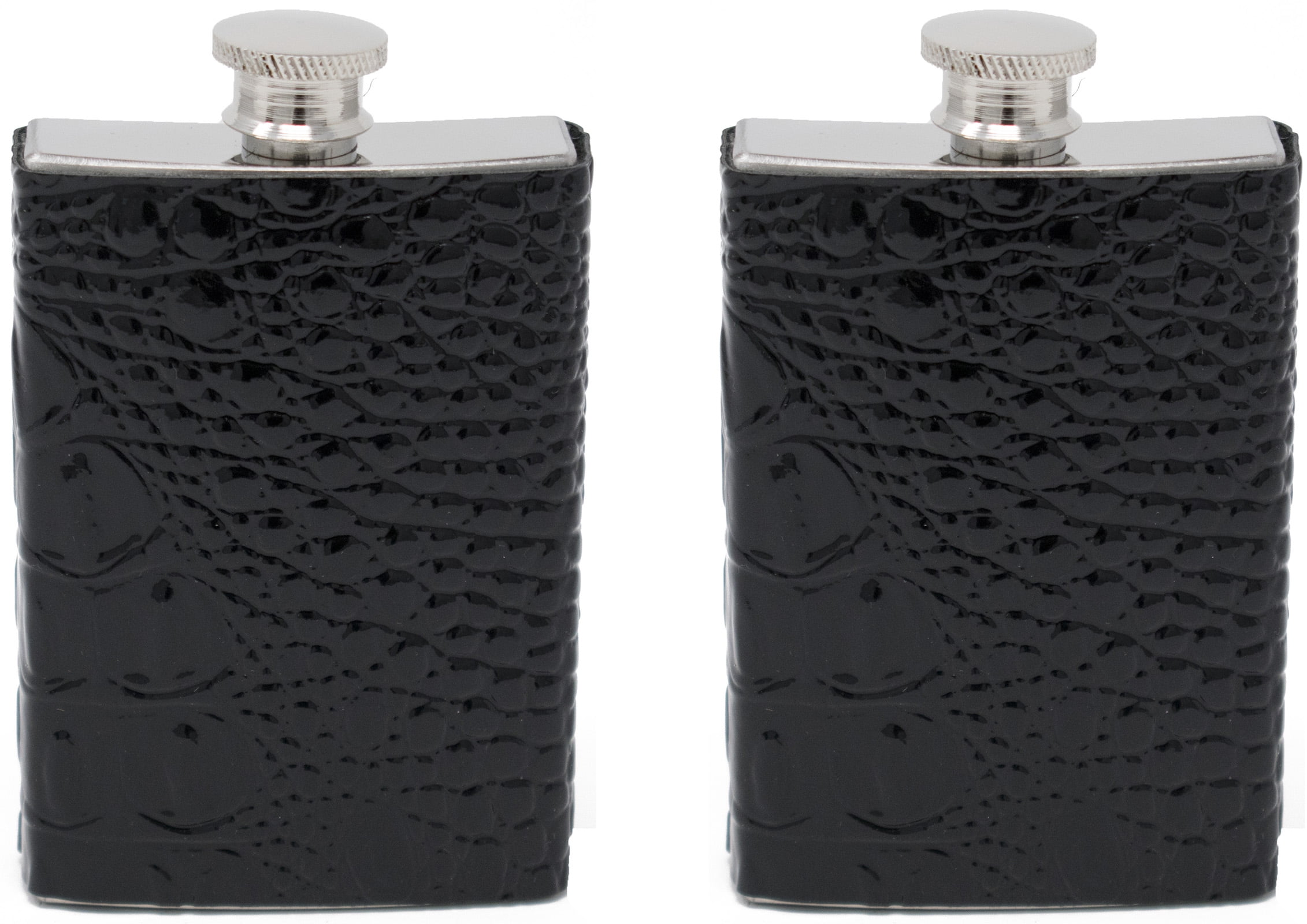 Set of 2 Stainless Steel Pocket Hip Flasks Wrapped in Faux Leather ...
