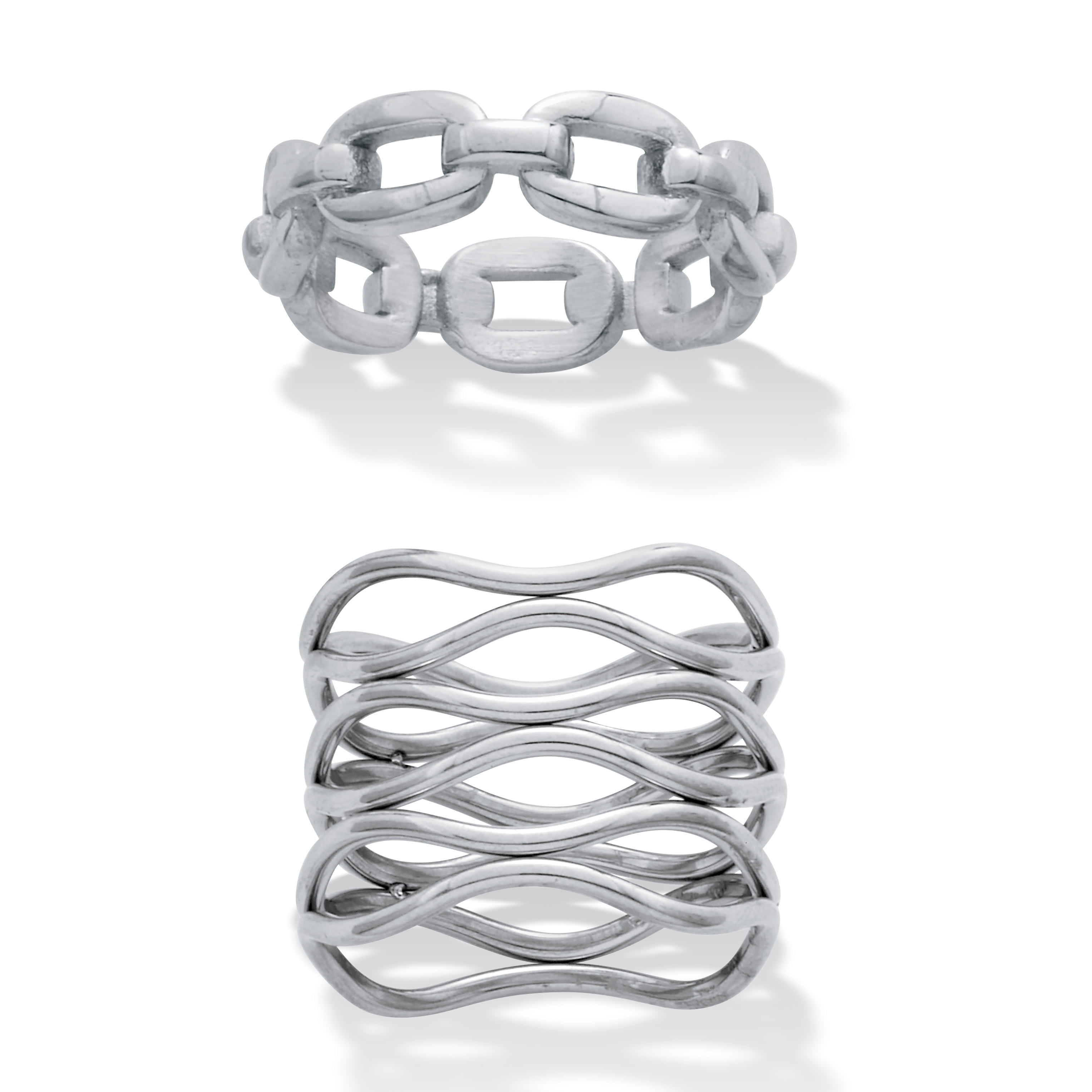Set of 2 Stainless Steel Weaved and Chain-Link Rings - Walmart.com