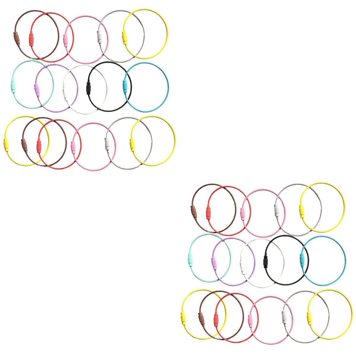 Set of 2 Stainless Steel Wire Keychains Cable Loop Rings Heavy Duty ...