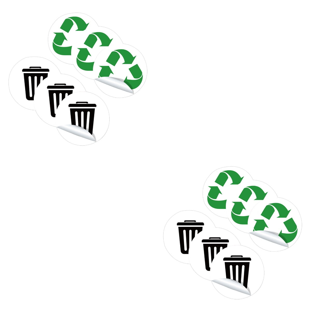 Set of 2 Sticker Labels Garbage Classification Recycle Stickers Cans ...