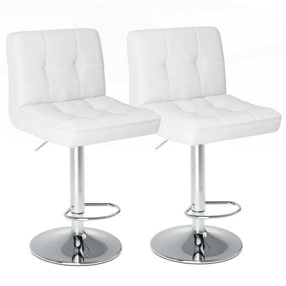 Set of 2 Swivel Barstools Modern PU Leather Bar Stools, Upholstered ...