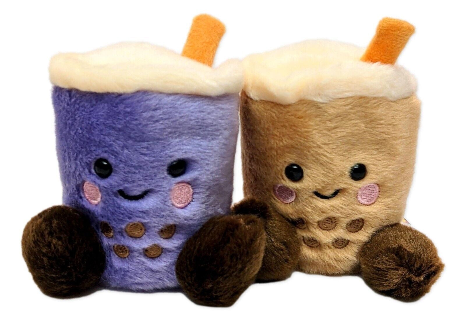 Set of 2 TART TARO BOBA & MILKY TEA BOBA Palm Pals 5" Stuffed Plush ...