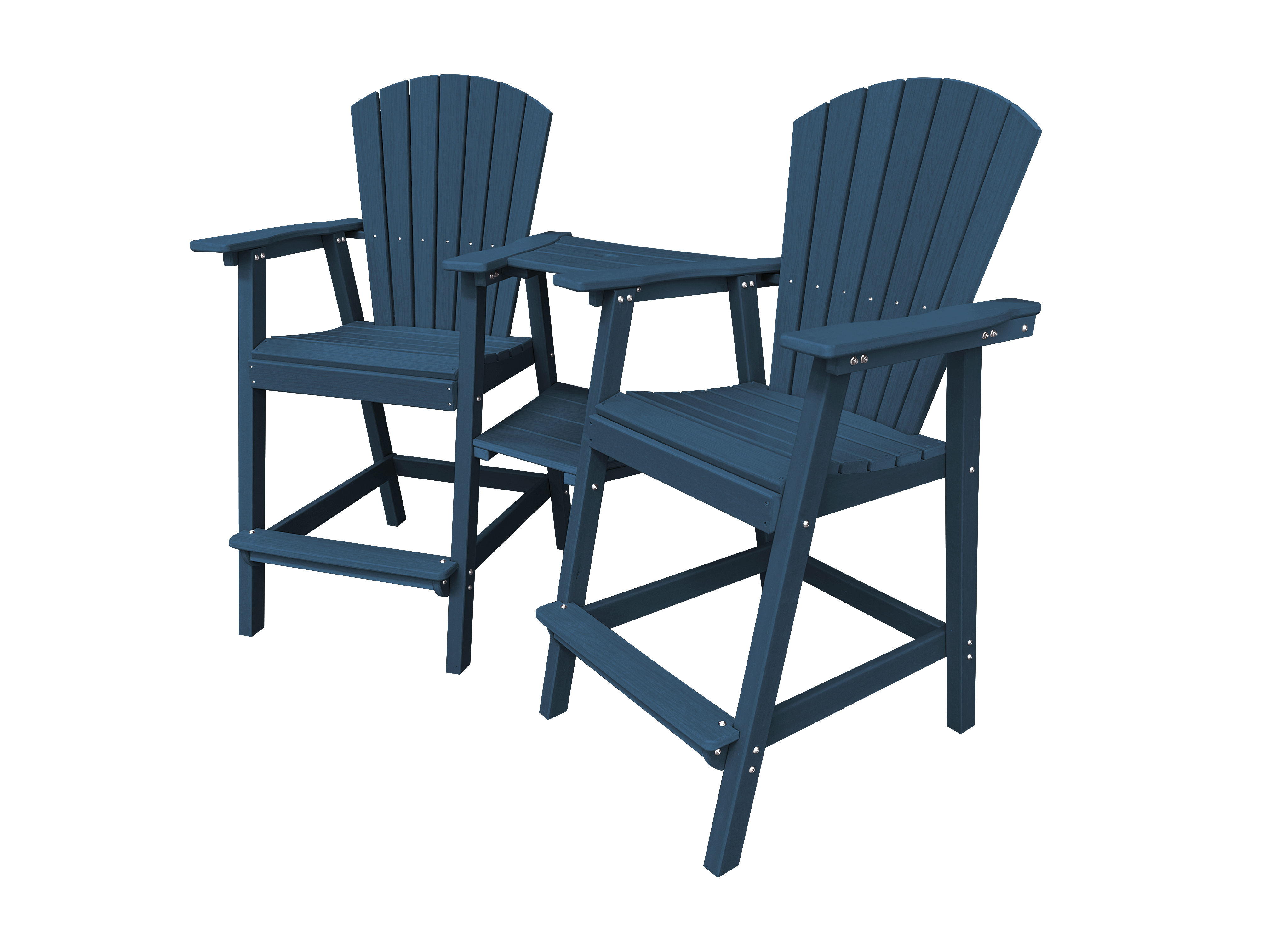 Set of 2 Tall Adirondack Chairs with Connecting Double Tables, Umbrella ...