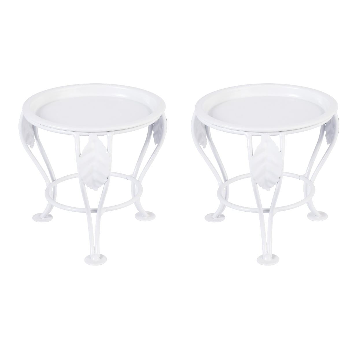 Set of 2 Tall Plant Pot on Stand Indoor Small Round Garden Table Mini ...