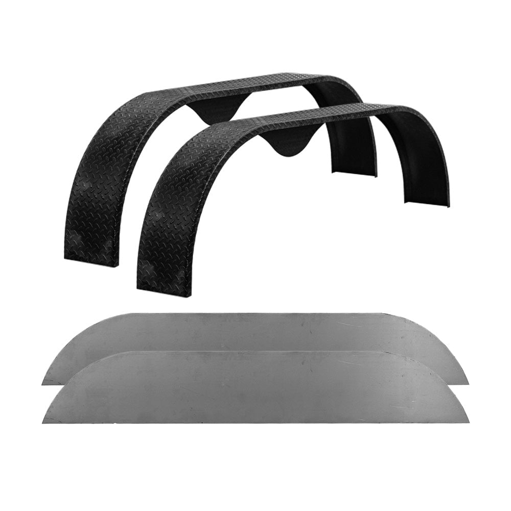 Set of 2 Tandem Axle 9x72 Steel Teardrop Diamond Plate Fenders and ...