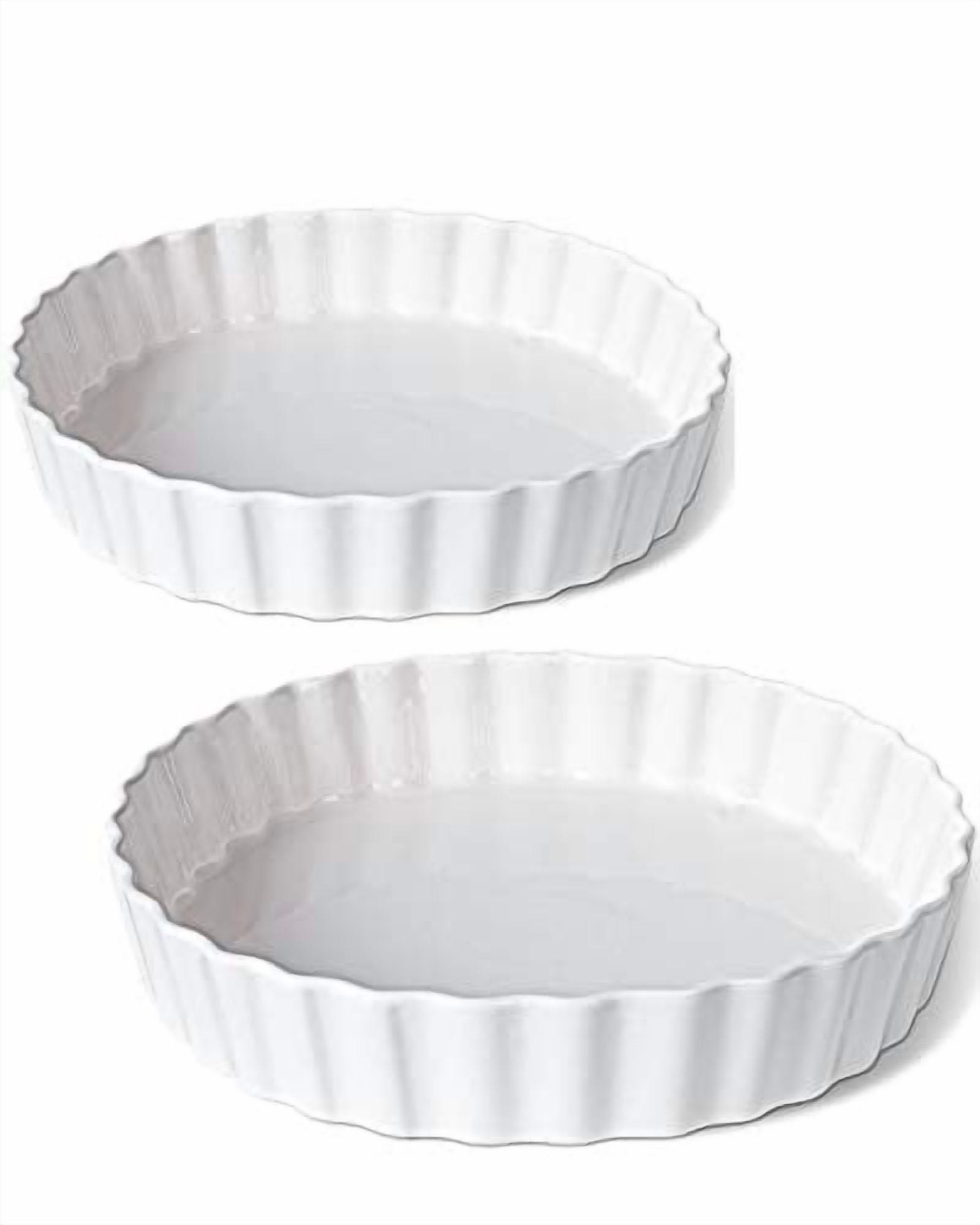Delling 9.5 inch Ceramic Fluted Quiche Baking Dish/Pie Pan, 2 Count ...