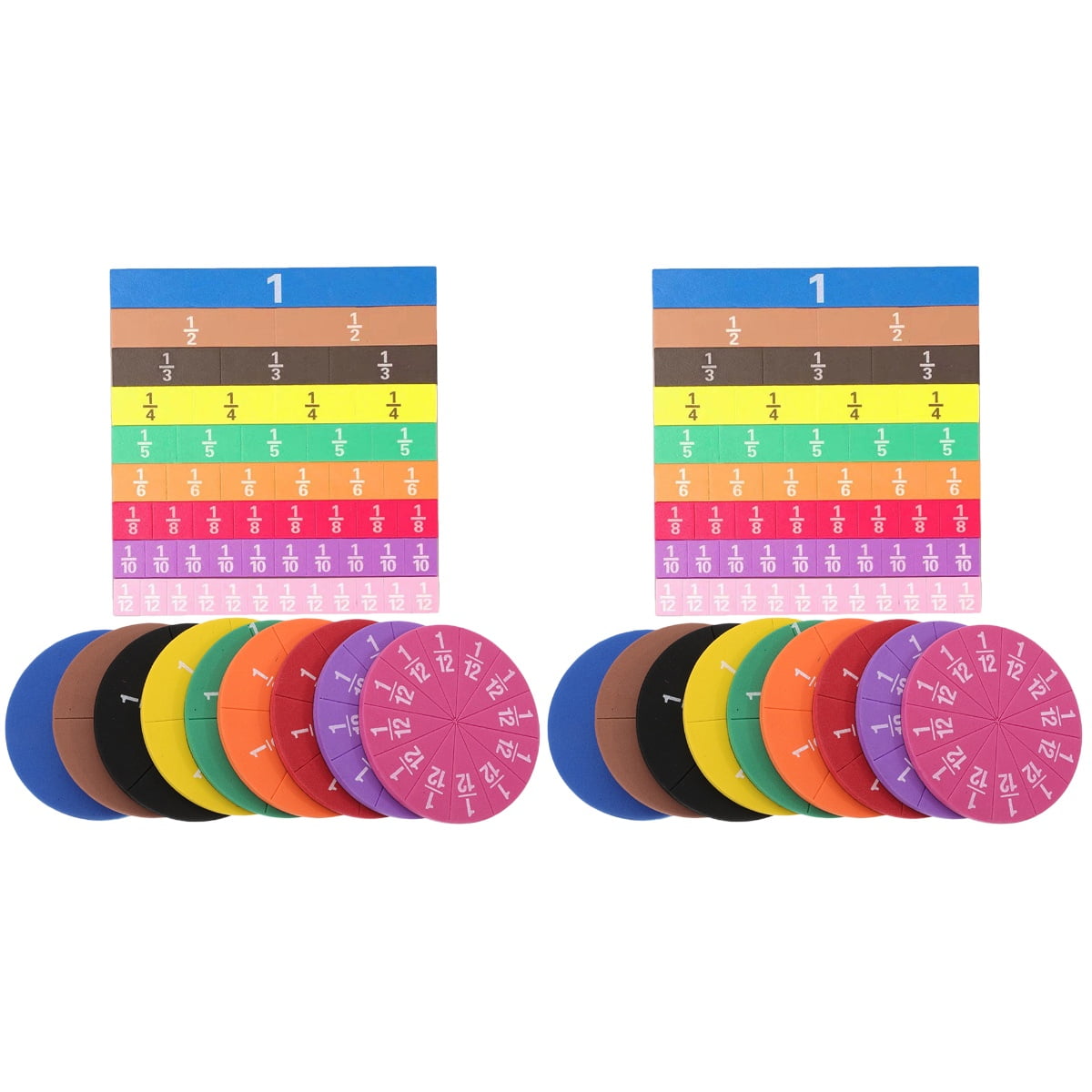 Set of 2 Teaching Aids Fractions Chart for Kids Block Math Tools ...