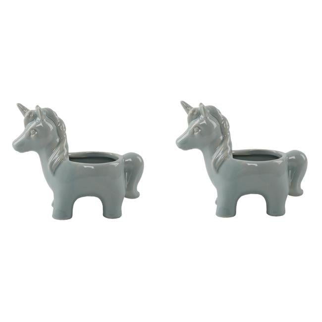 Set of 2 Teal Ceramic Unicorn Pot - Walmart.com