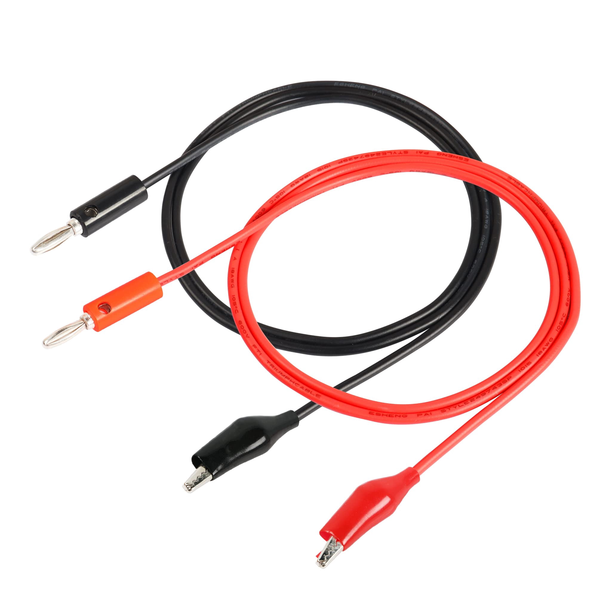 Set of 2 Test Leads with 4mm Banana Plugs and Alligator Clips 1M for ...