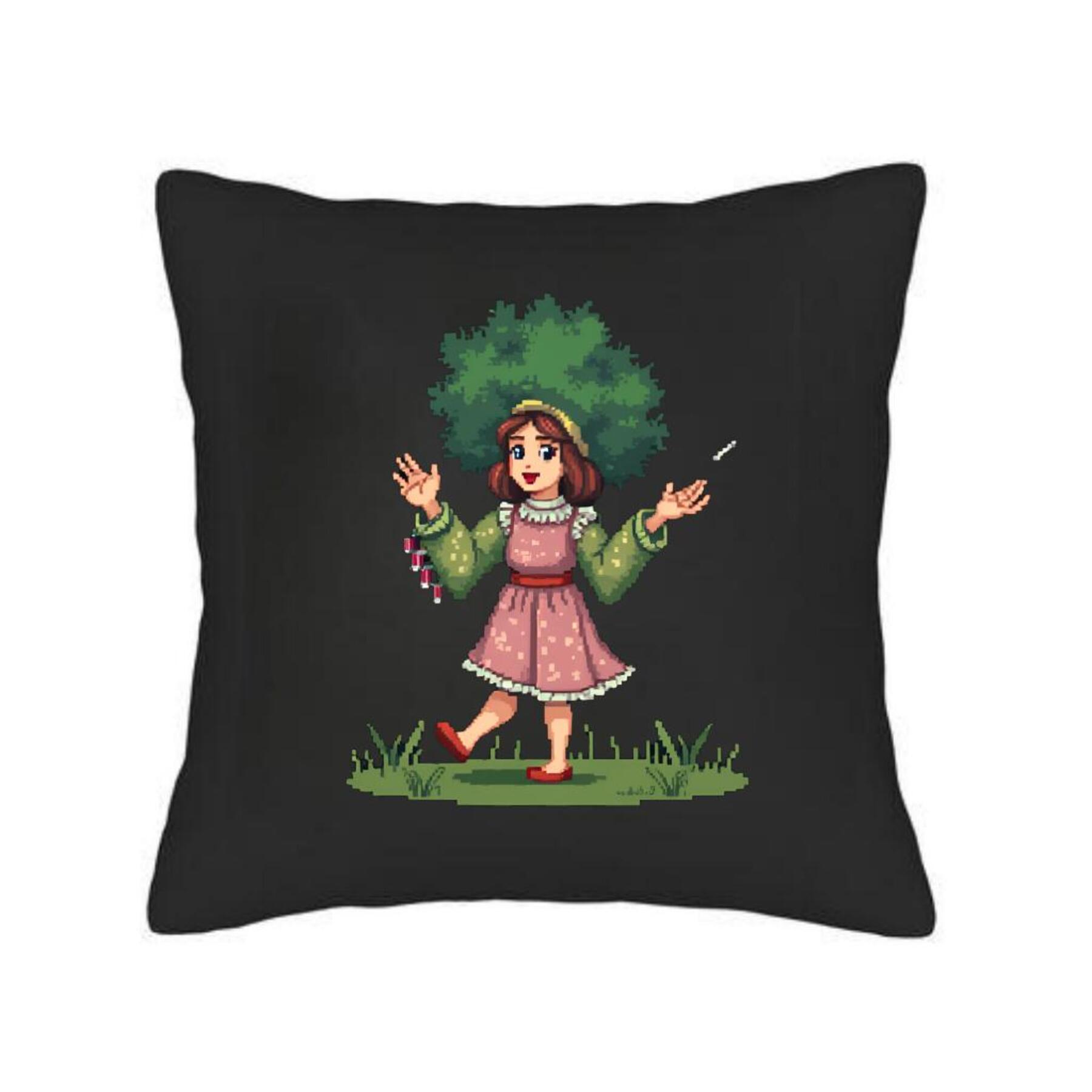 Set of 2 Throw Pillow Covers 18x18 - Cute Pixel Art Girl with W ...
