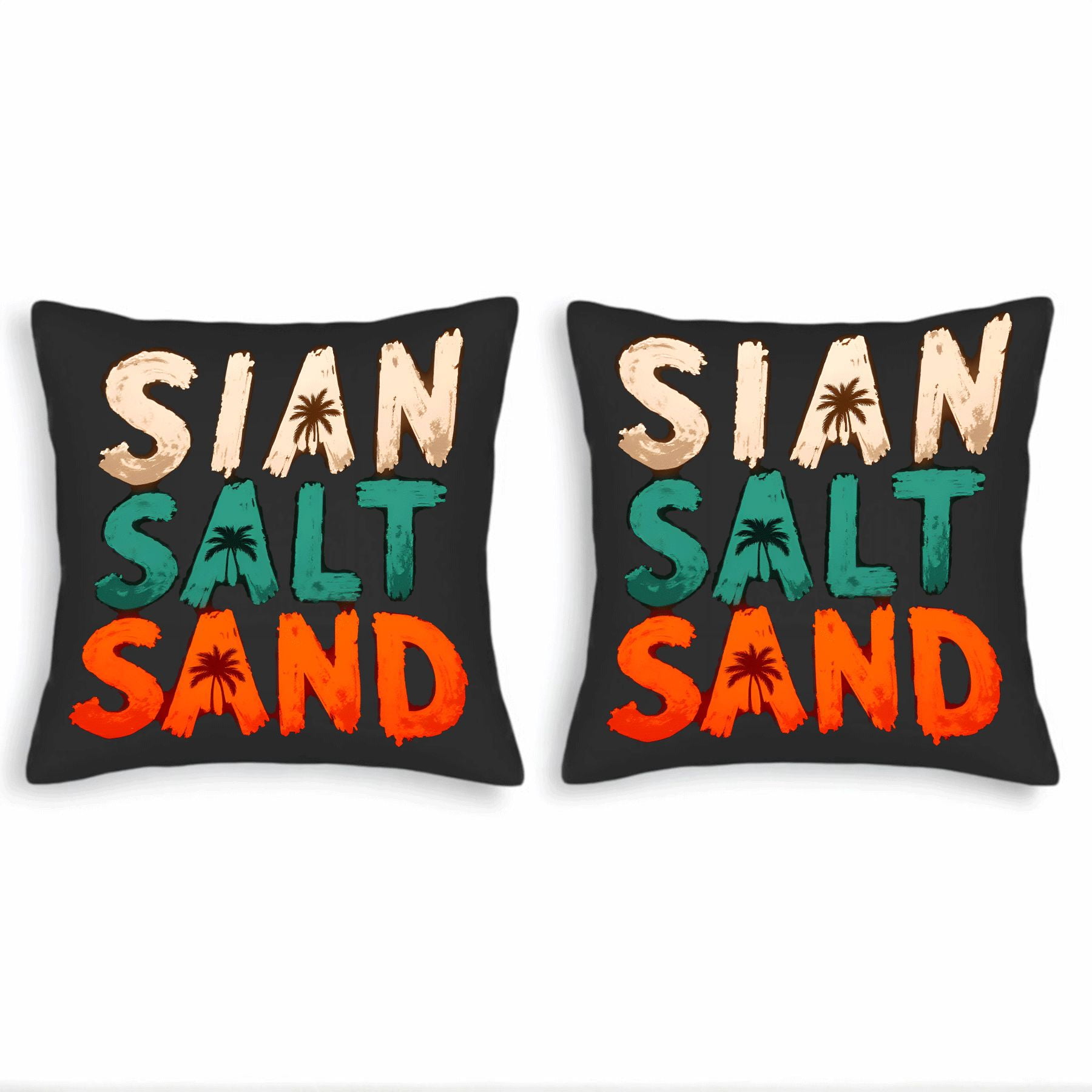 Set of 2 Throw Pillow Covers 18x18in - Beach-Themed Design with ' SIAN ...