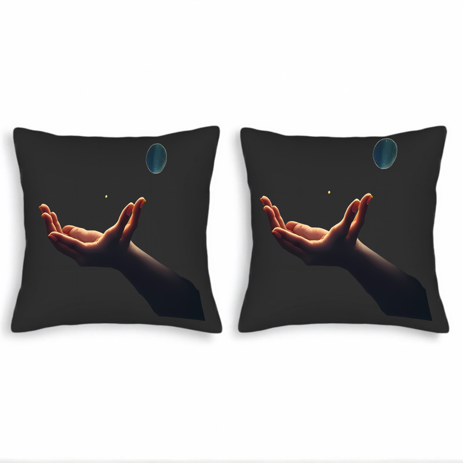 Set of 2 Throw Pillow Covers 18x18in - Elegant Hand Gesture Design with ...