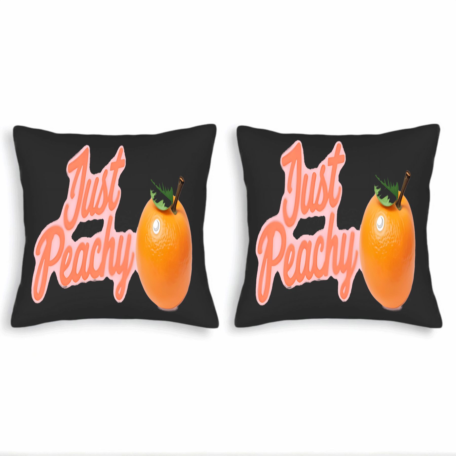 Set of 2 Throw Pillow Covers 18x18in - Vibrant " Just Peachy " Design ...