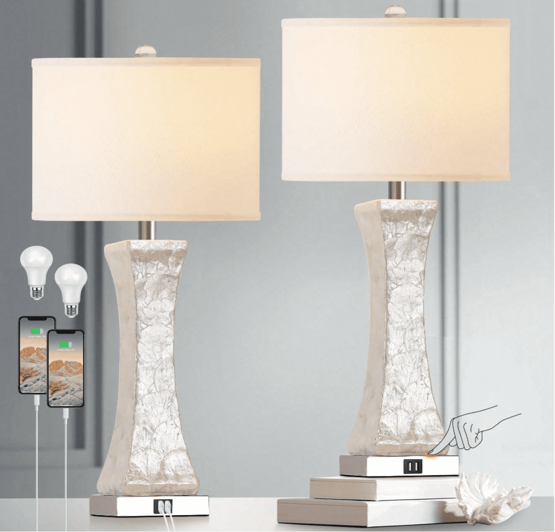 Set of 2 Touch Table Lamps,3 Way Dimmable with USB Ports - Walmart.com