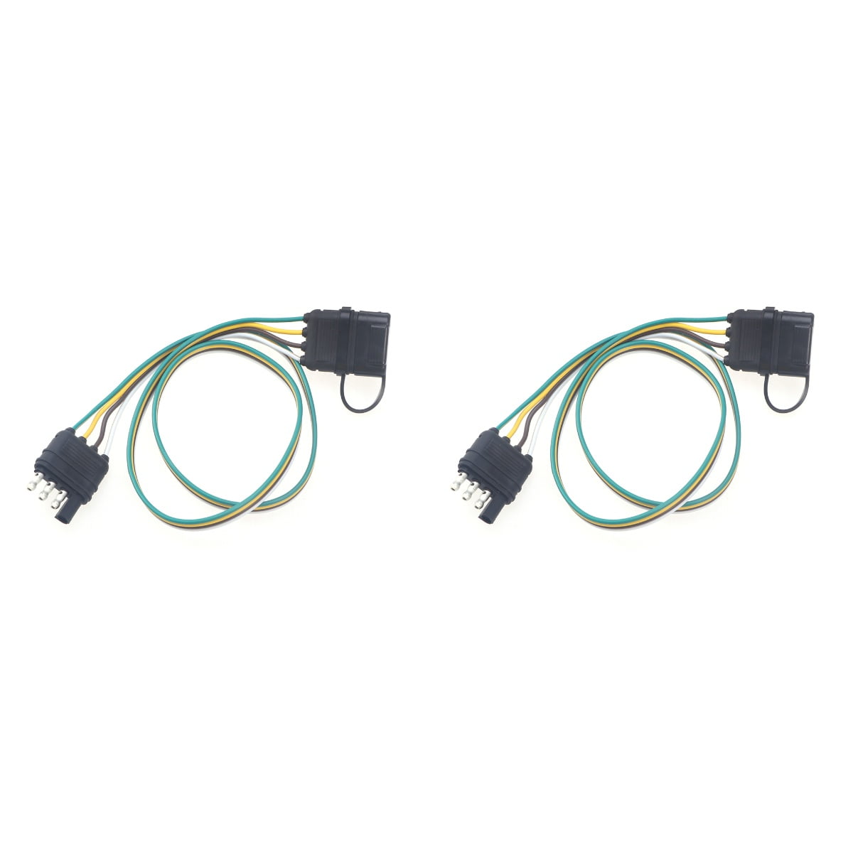 Set of 2 Trailer Wiring 4 Pin Connector Flat Extender Cord Harness ...