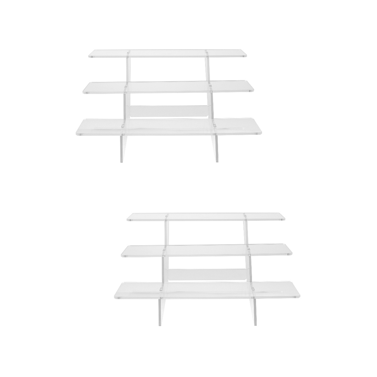Set of 2 Transparent Three-Layer Display Rack Decoration for Living ...