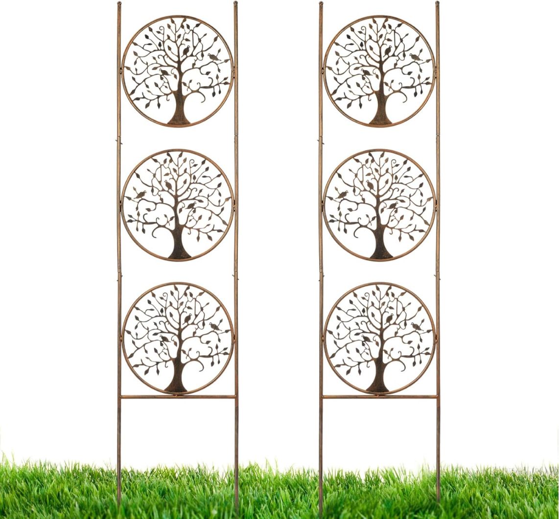 Set of 2 Tree in Life Metal Garden Trellis for Climbing Plants ...