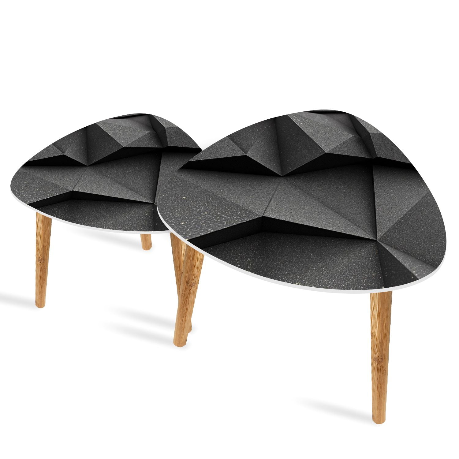 Set of 2 Triangle End Table 3D Modern Textured Living Room Lobby ...