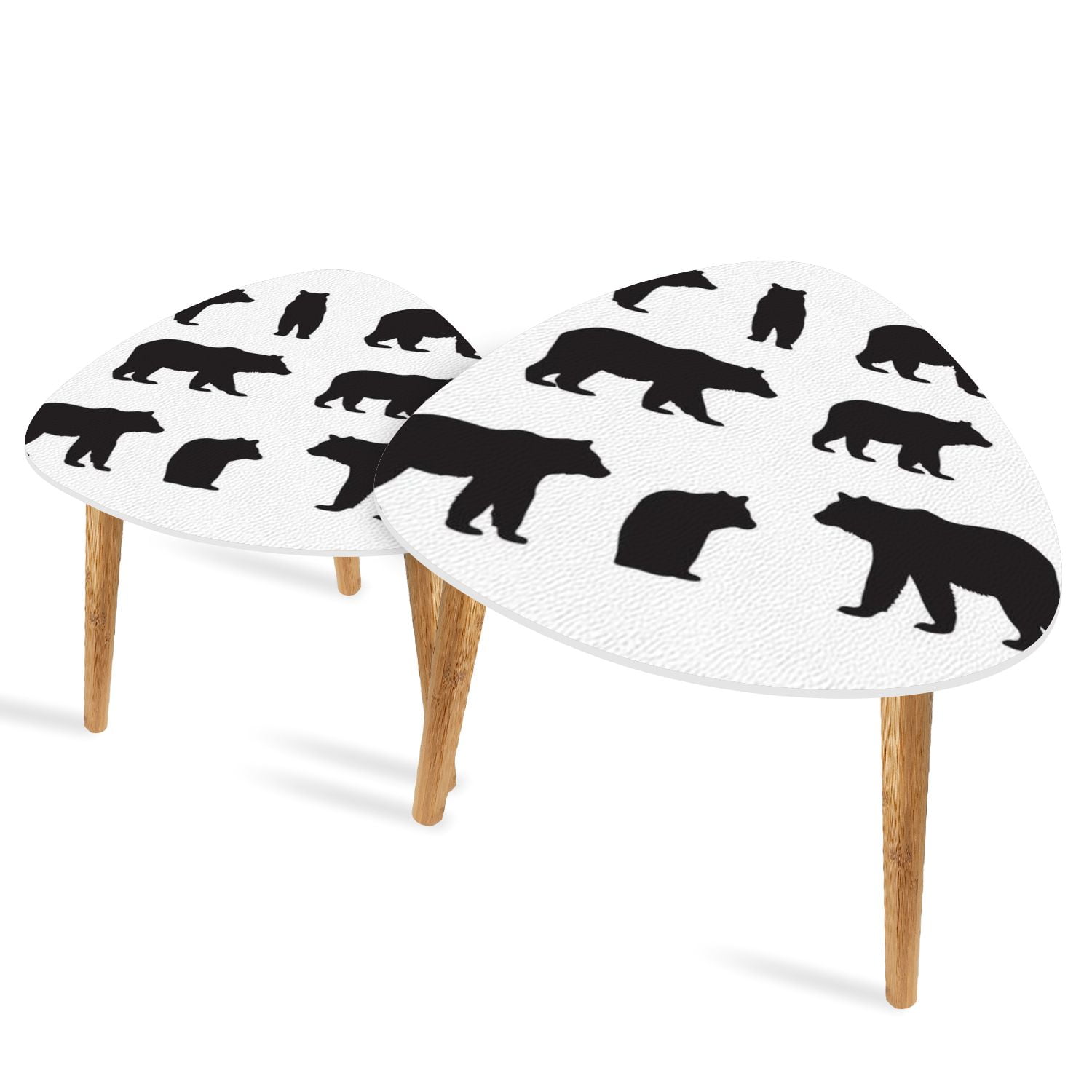 Set of 2 Triangle End Table A black silhouette bear set Set of 2 Side ...