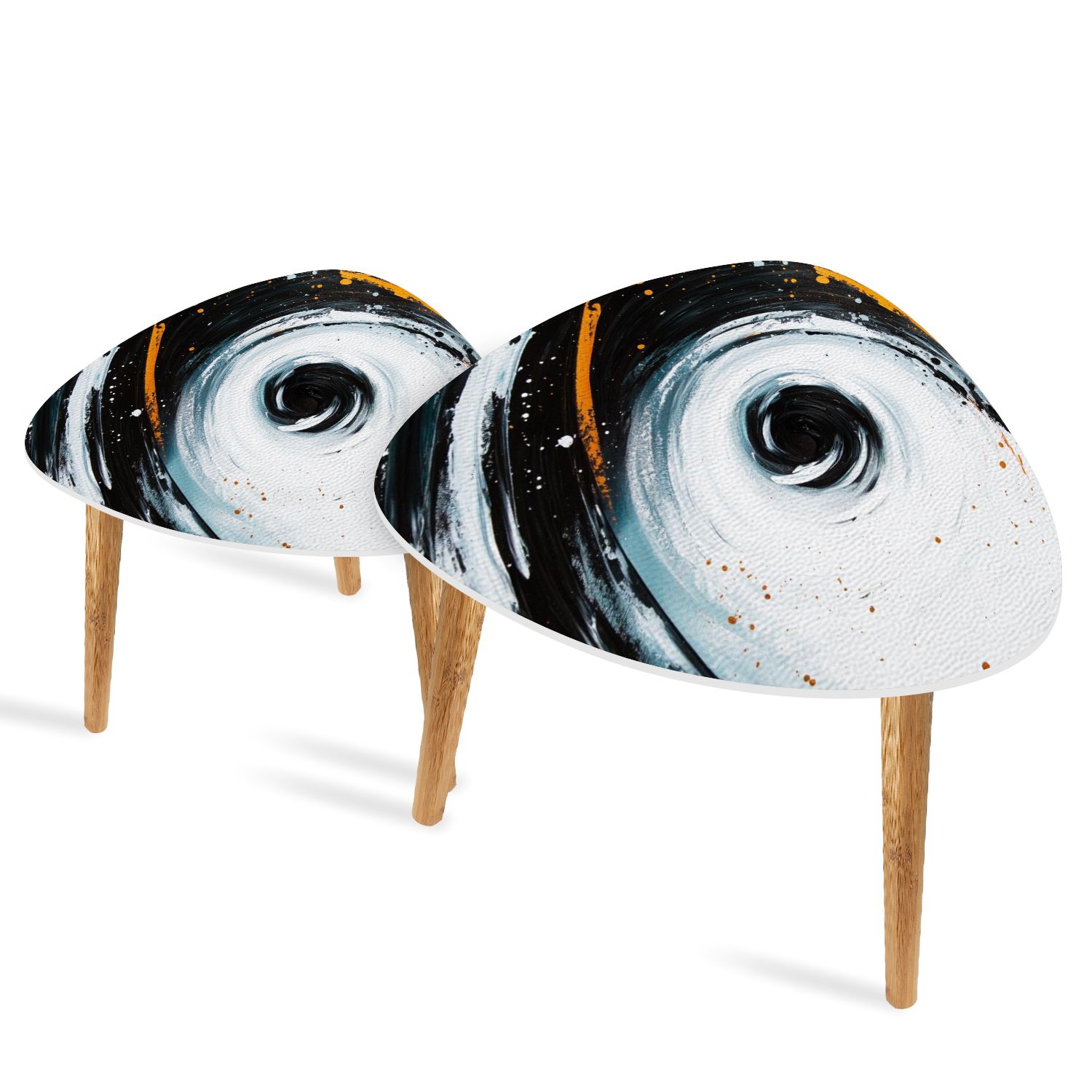 Set of 2 Triangle End Table Abstract Paintings Modern Artwork Hand ...
