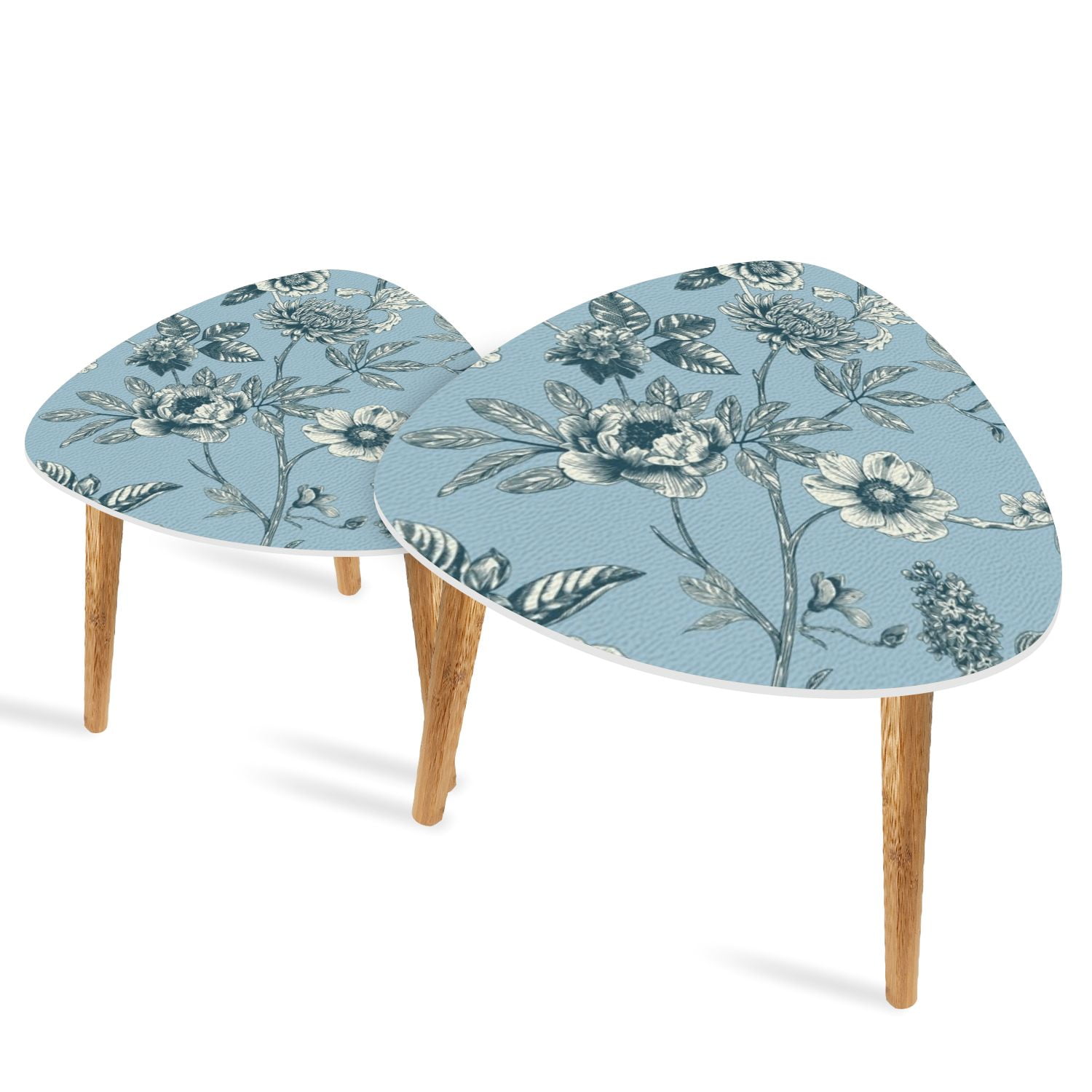 Set of 2 Triangle End Table Abstract modern floral seamless pattern ...