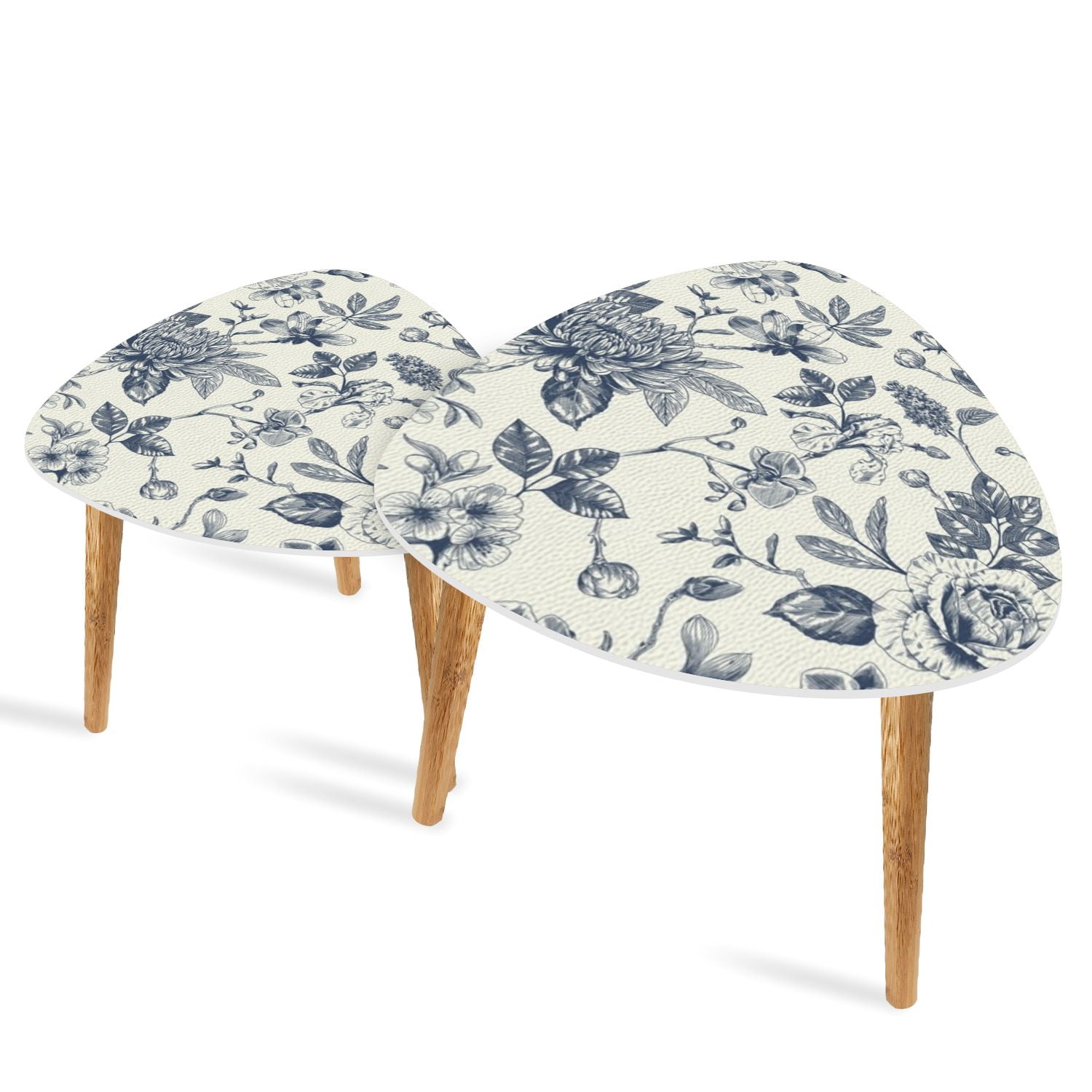 Set of 2 Triangle End Table Abstract modern floral seamless pattern ...