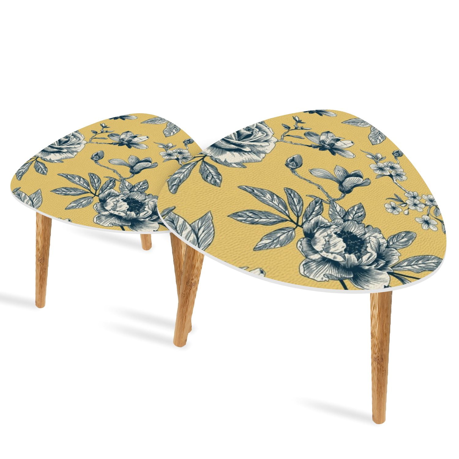 Set of 2 Triangle End Table Abstract modern floral seamless pattern ...