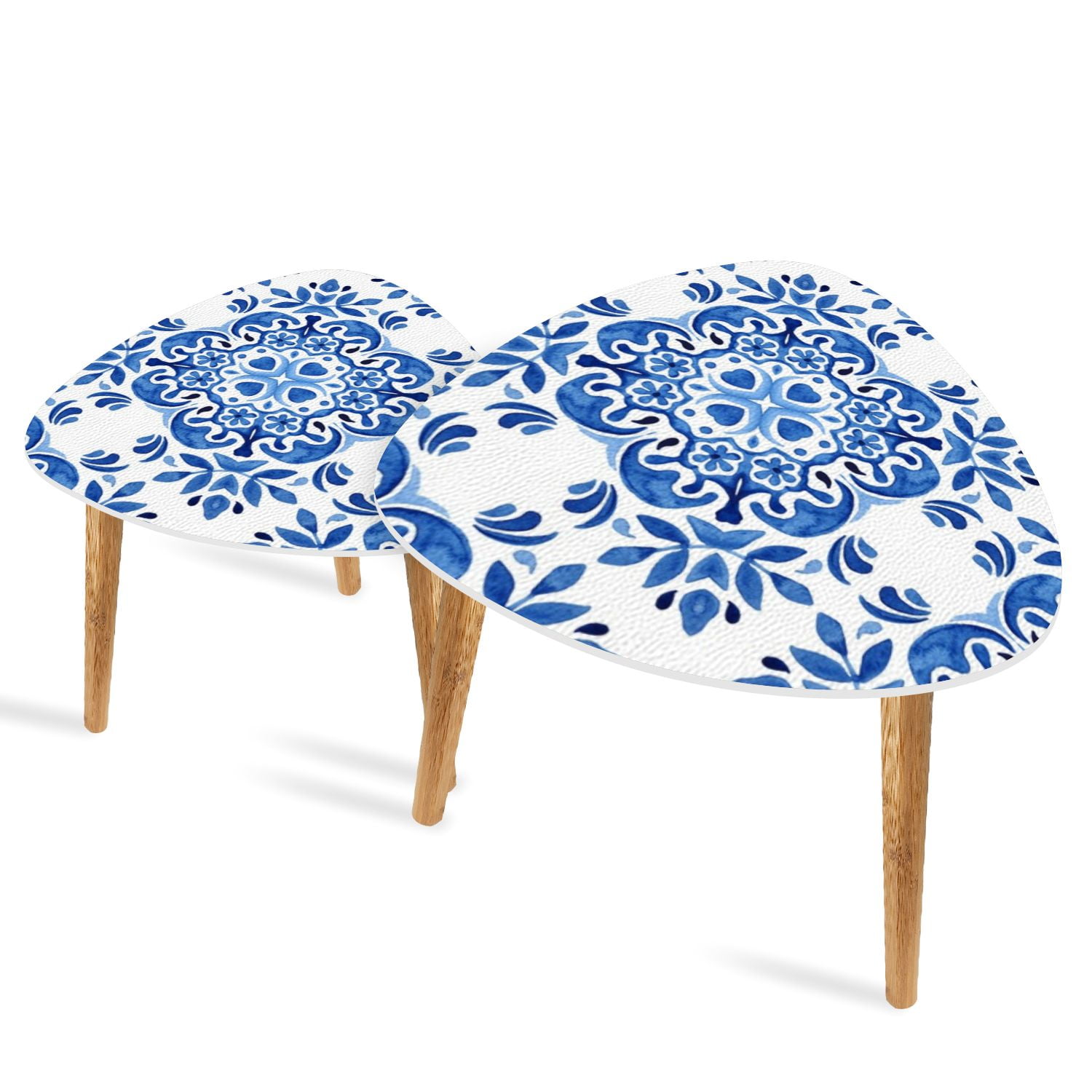 Set of 2 Triangle End Table Abstract seamless ornamental watercolor ...