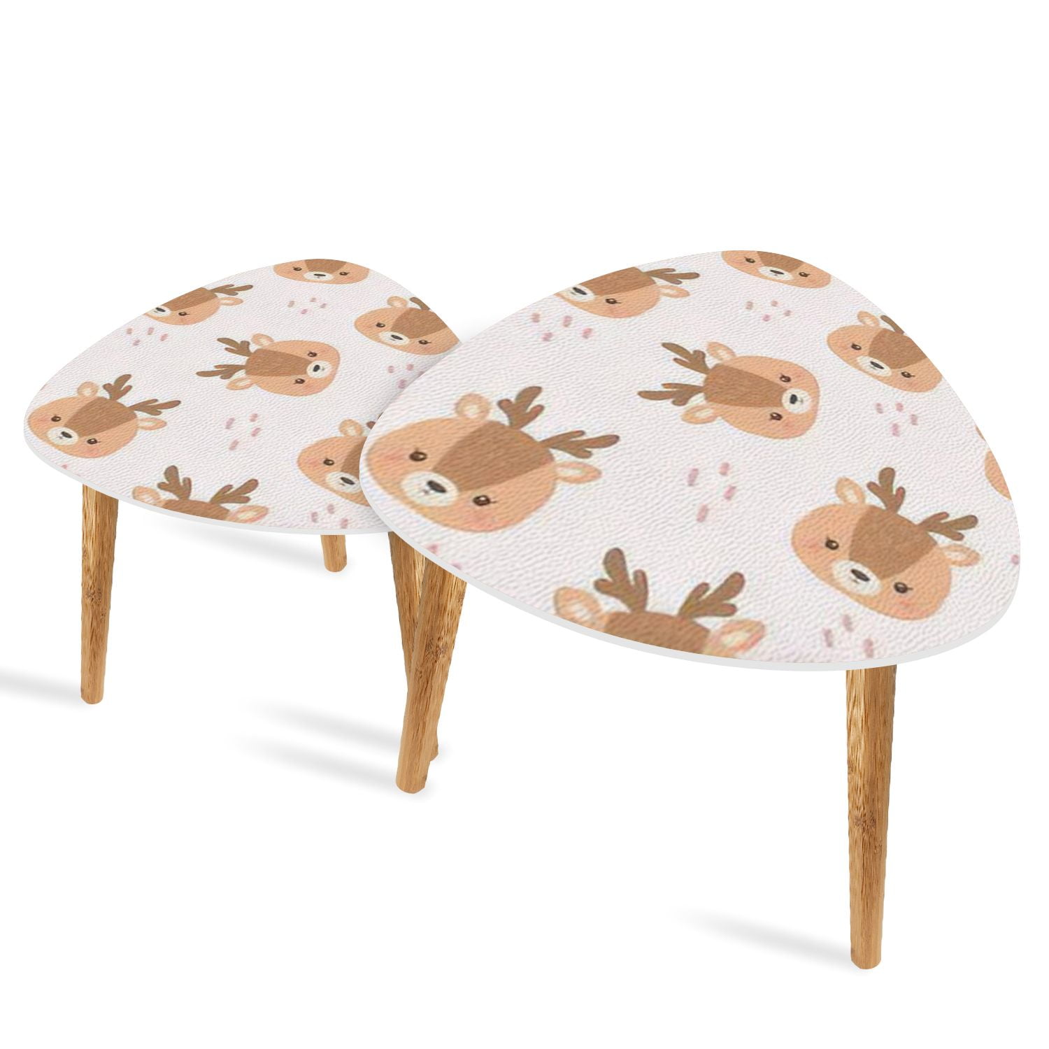 Set of 2 Triangle End Table Animals Animals seamless pattern Nursery ...
