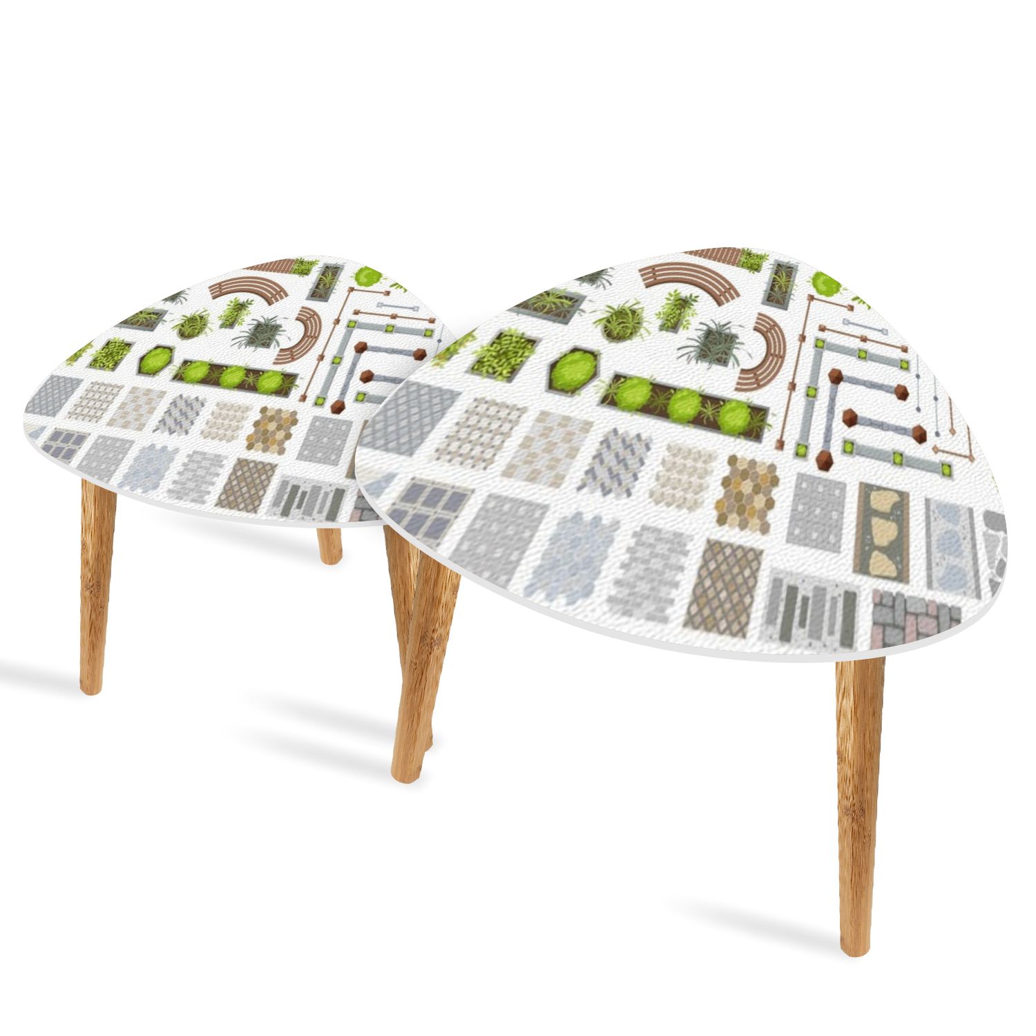 Set of 2 Triangle End Table Architectural elements for landscape design ...