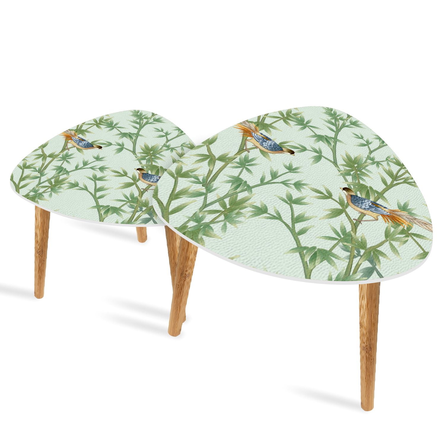 Set of 2 Triangle End Table Bamboo bush seamless pattern birds for ...