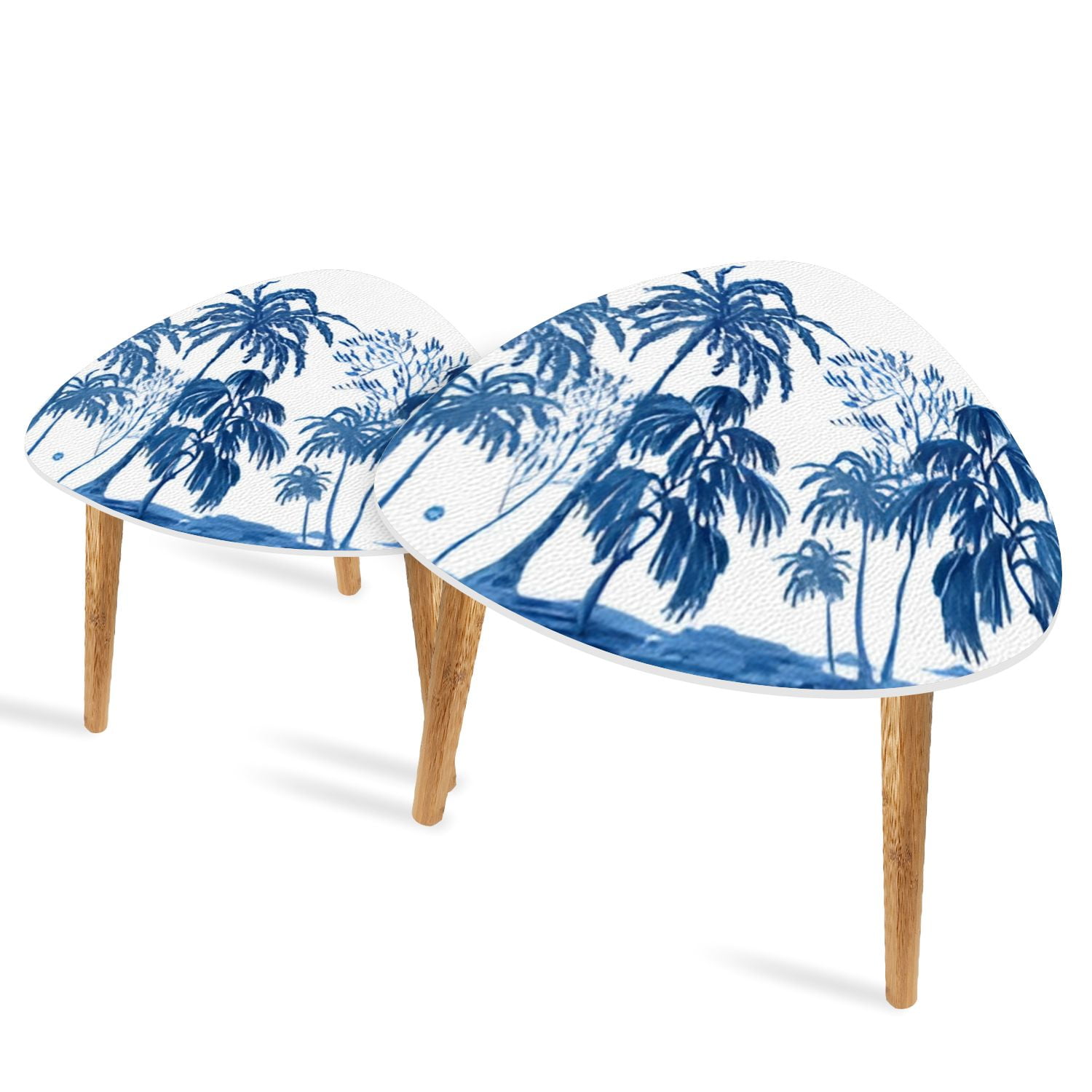 Set of 2 Triangle End Table Beautiful botanical seamless pattern ...