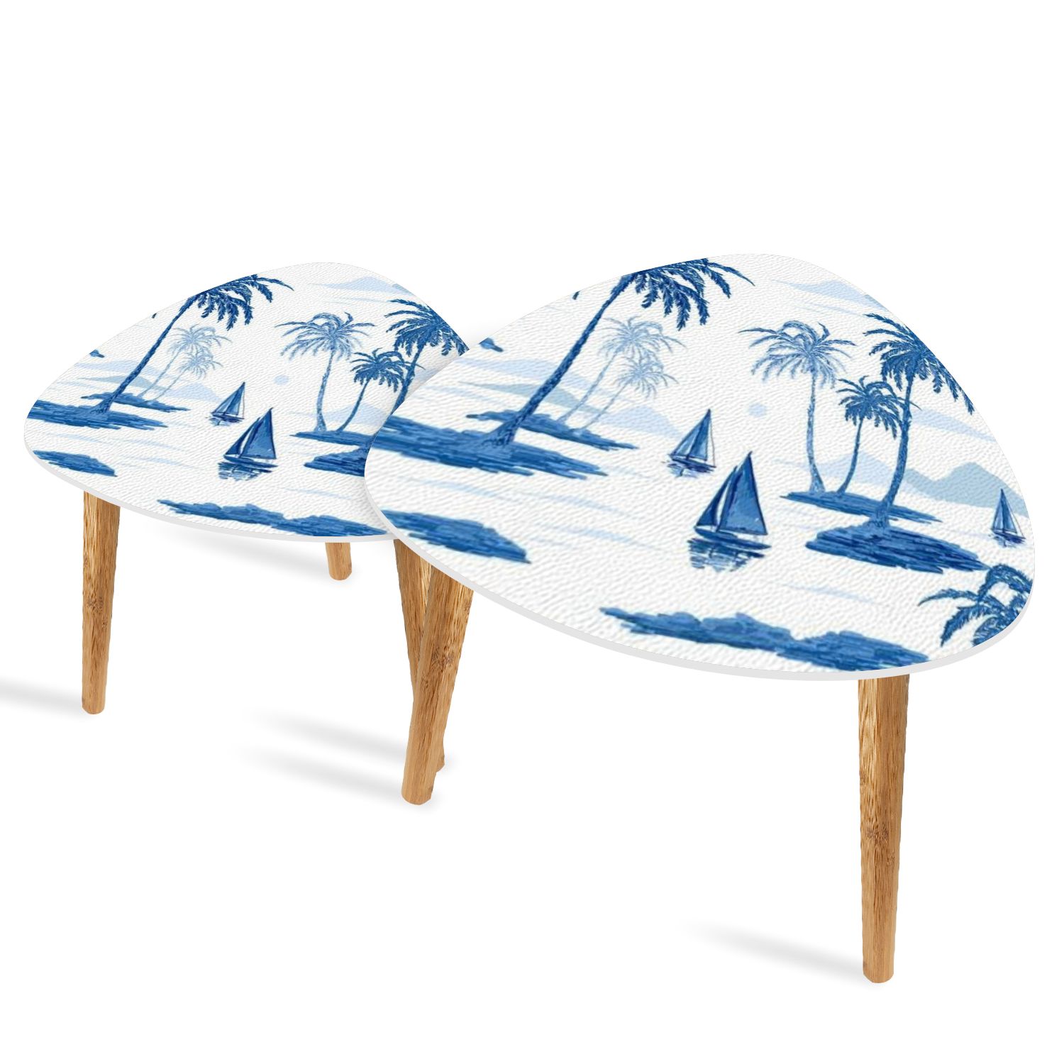 Set of 2 Triangle End Table Beautiful botanical seamless pattern ...