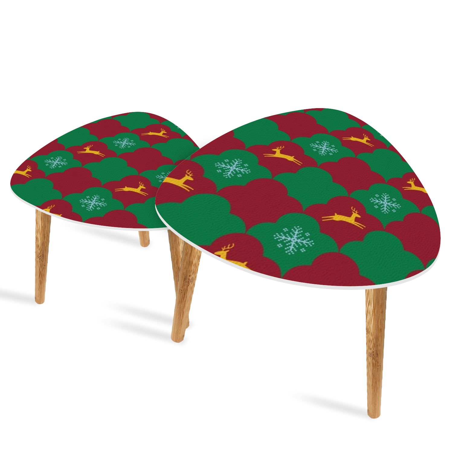 Set of 2 Triangle End Table Beautiful deer seamless pattern ...