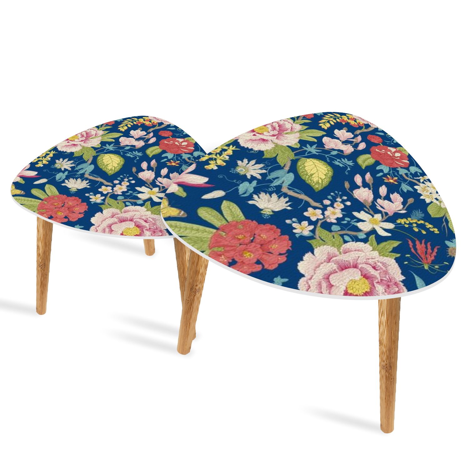 Set of 2 Triangle End Table Bloom Vintage floral seamless pattern ...