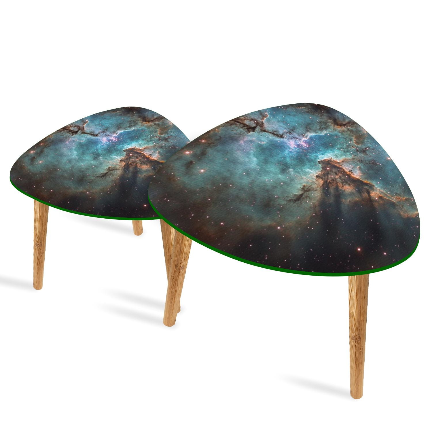 Set of 2 Triangle End Table Blue Universe Space Psychedelic Set of 2 ...
