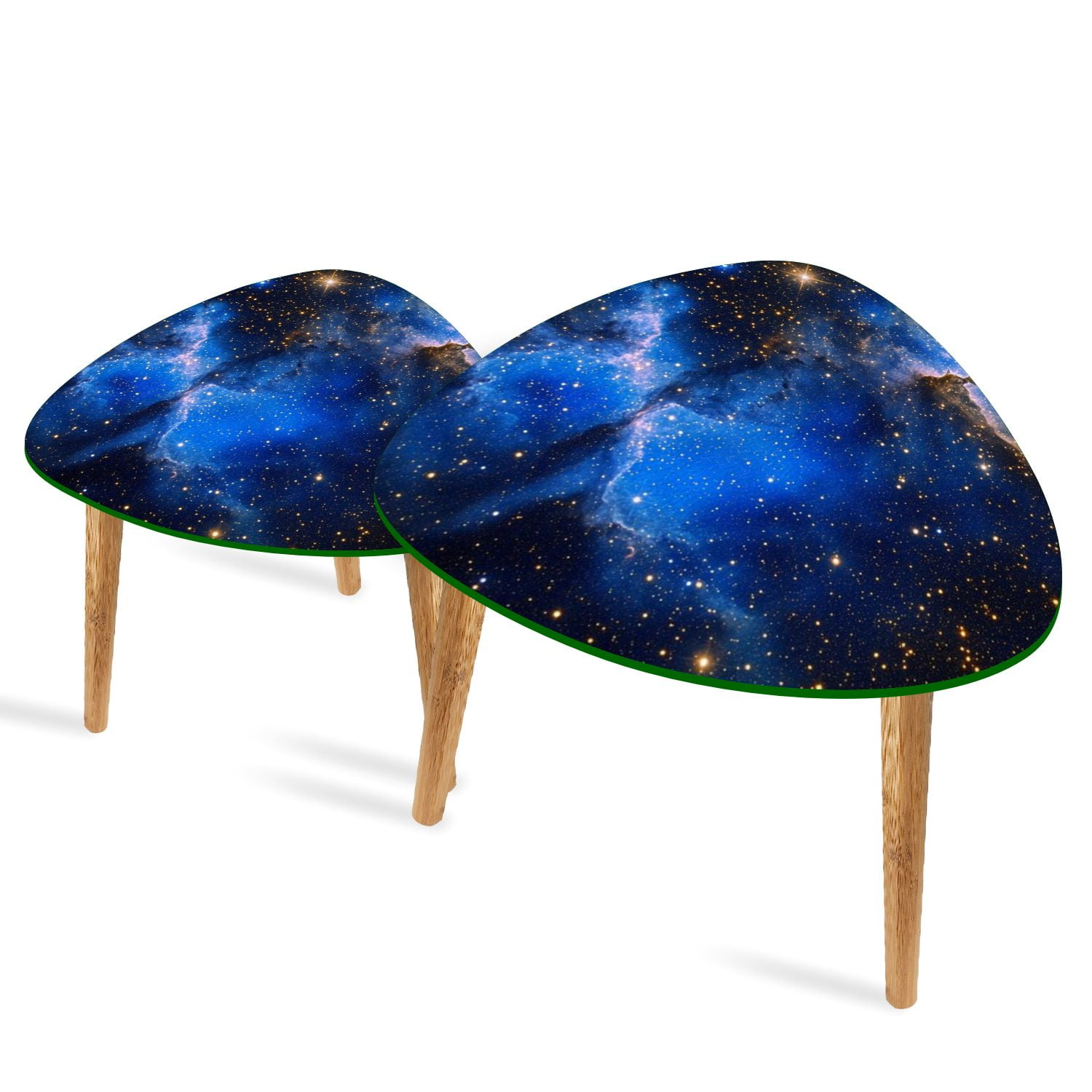 Set of 2 Triangle End Table Blue Universe Space Psychedelic Set of 2 ...