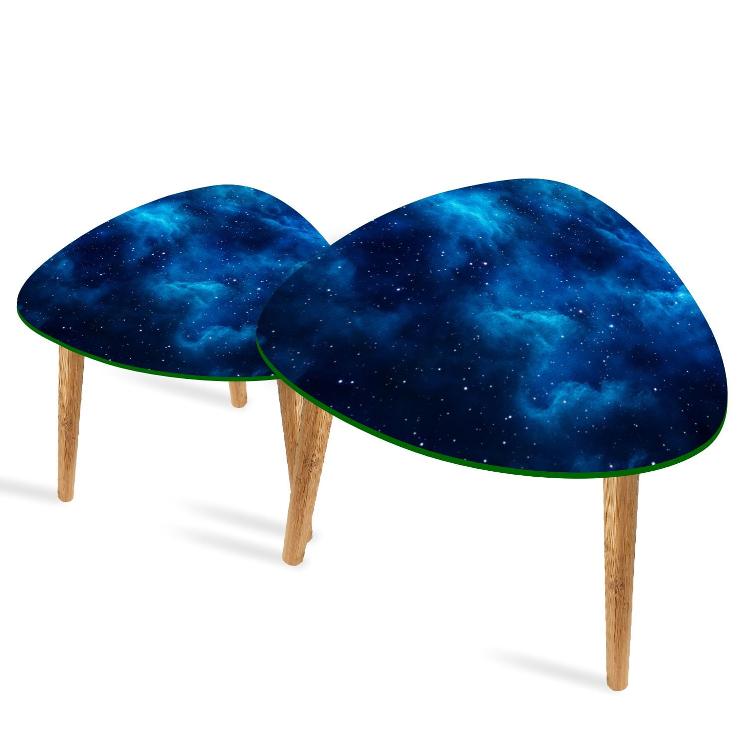 Set of 2 Triangle End Table Blue Universe Space Psychedelic Set of 2 ...