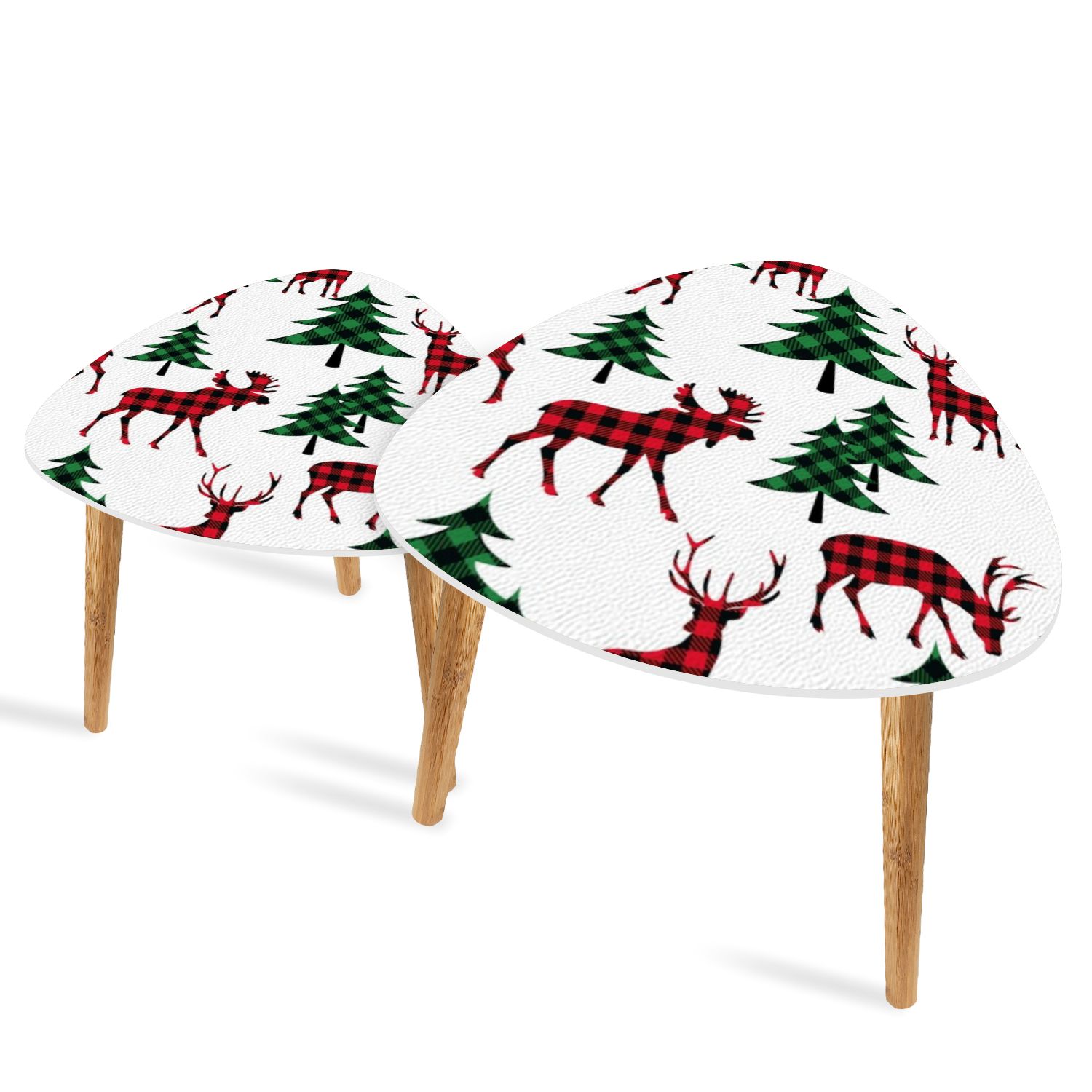 Set of 2 Triangle End Table Buffalo plaid seamless pattern Checkered ...