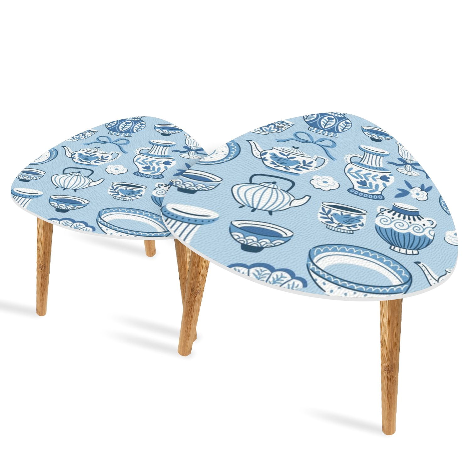Set of 2 Triangle End Table Chinoiserie ceramic seamless pattern ...