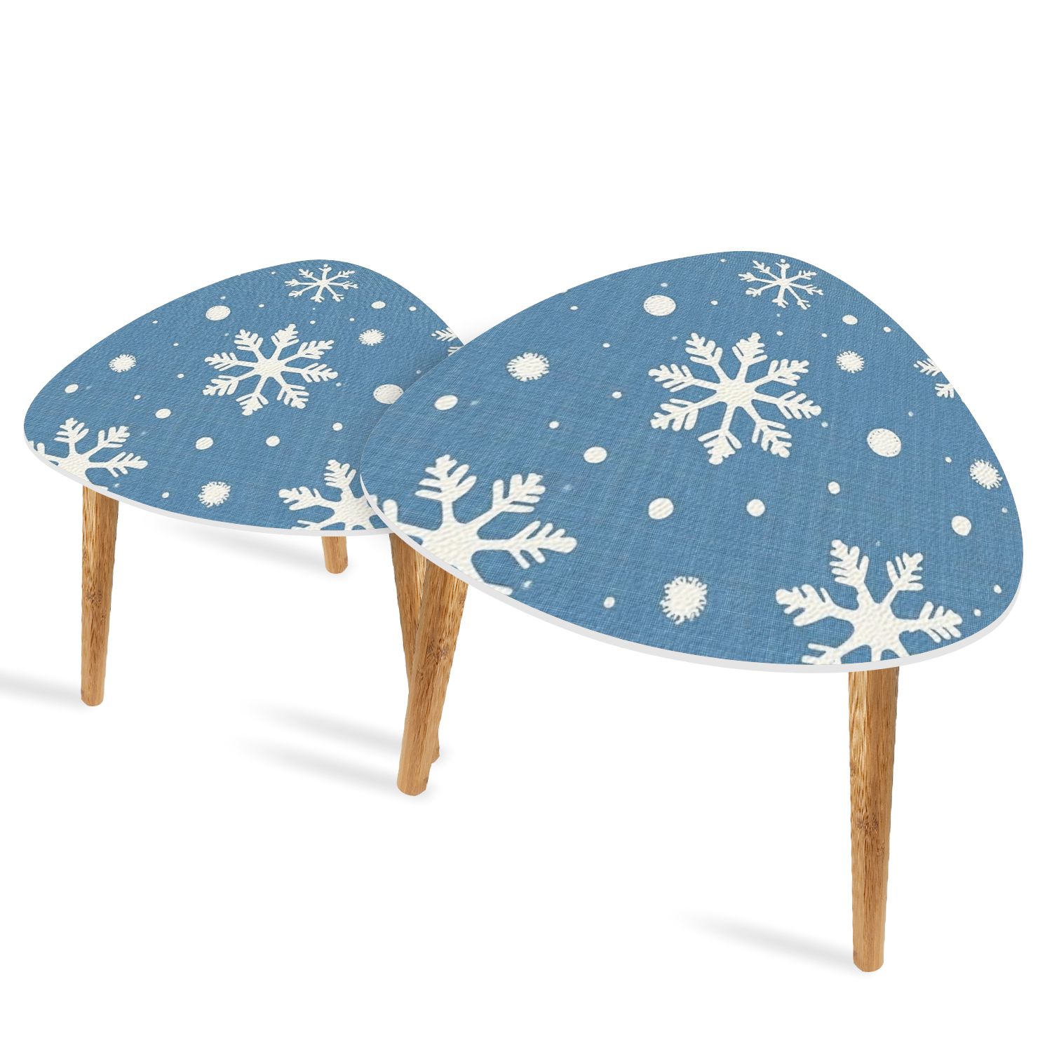 Set of 2 Triangle End Table Christmas Snowflake Decorative Snowflakes ...