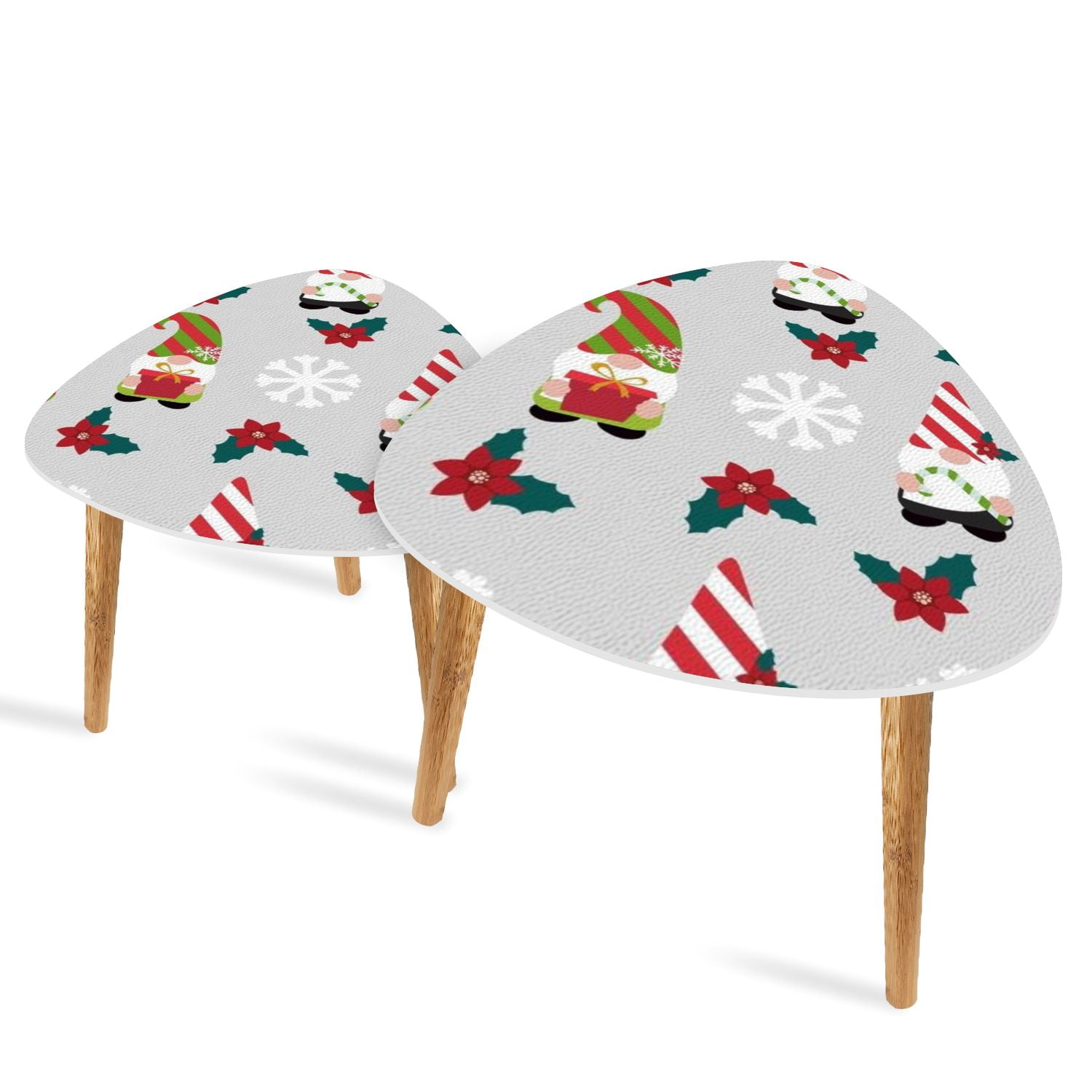 Set of 2 Triangle End Table Christmas cute gnomes Seamless pattern ...