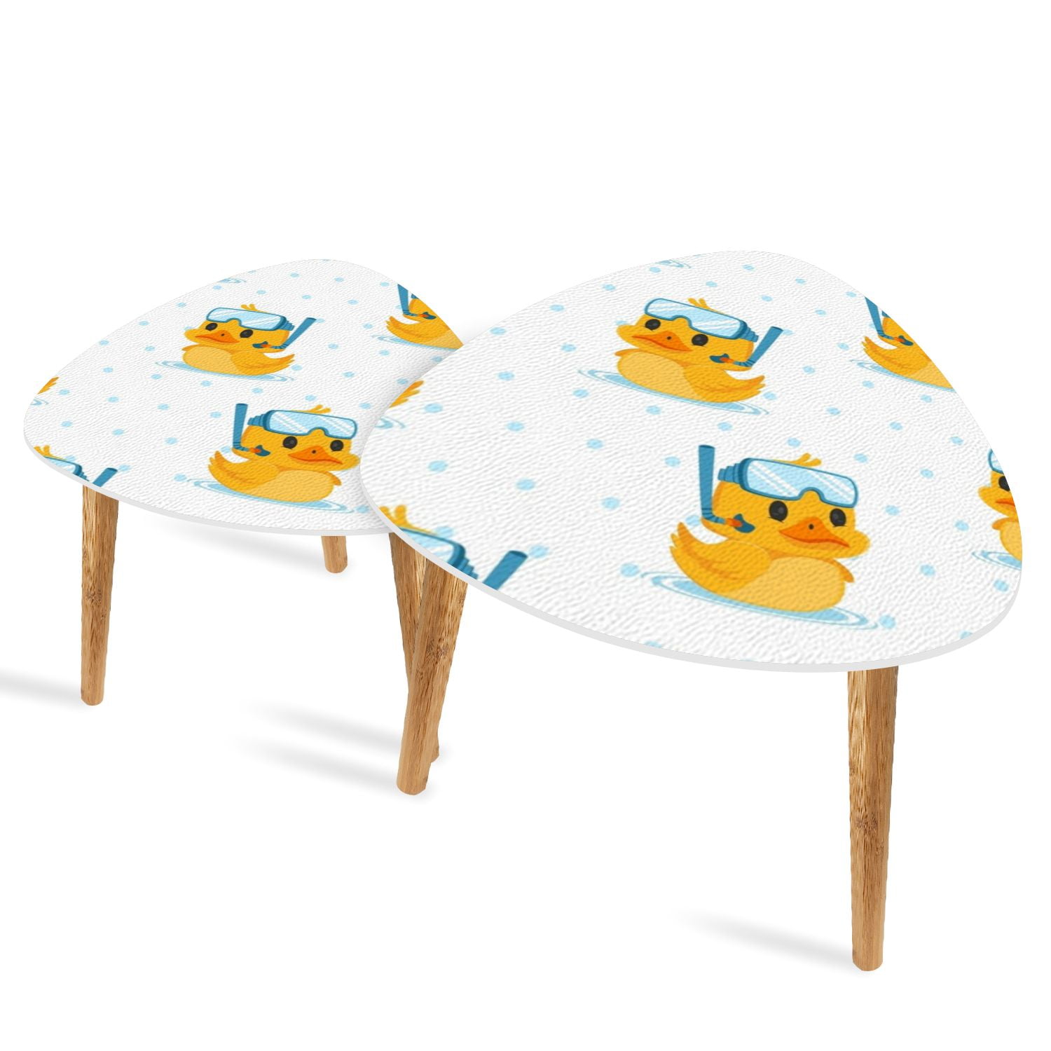Set of 2 Triangle End Table Cute Duck Diver Cartoon Pattern Backgrounds ...