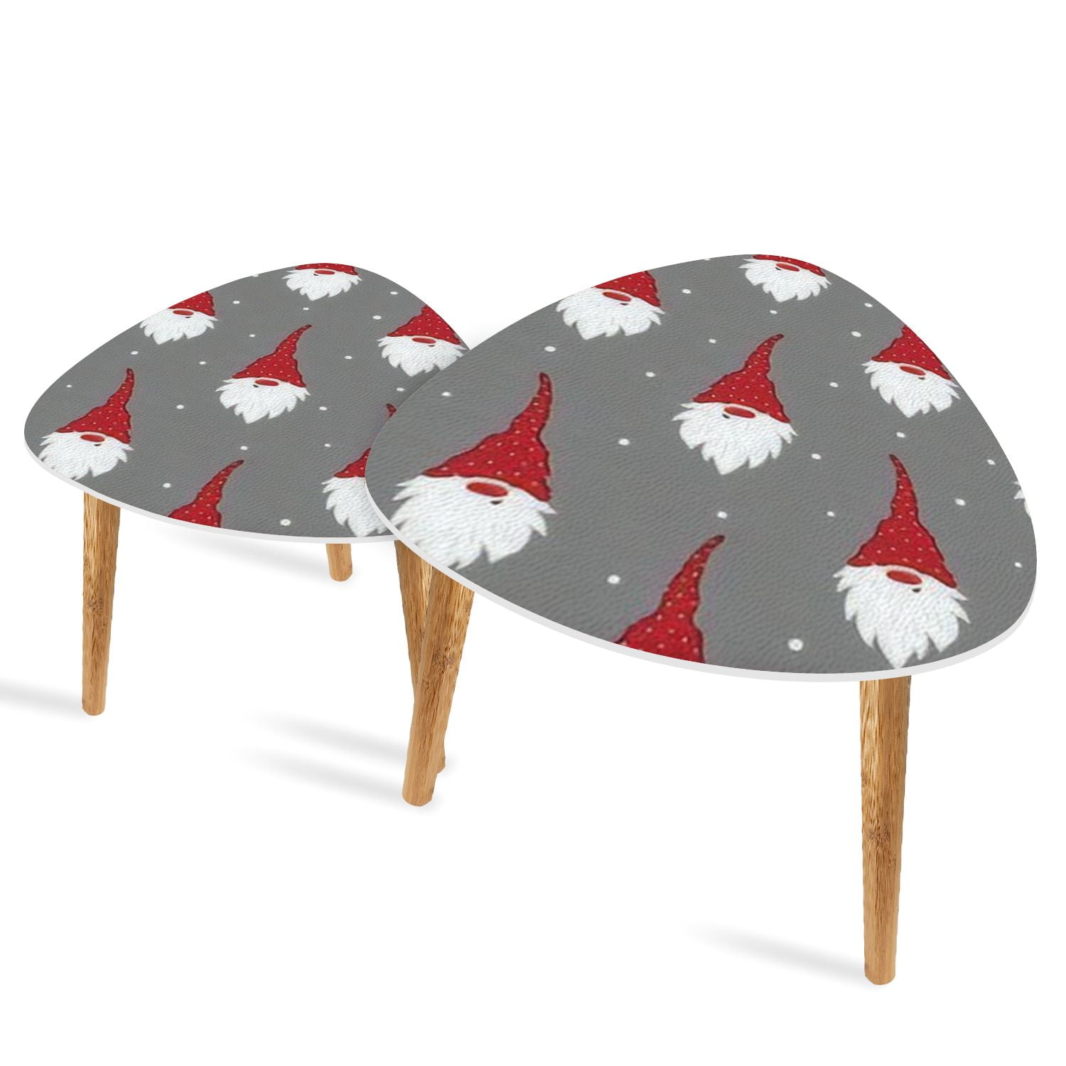 Set of 2 Triangle End Table Cute gnomes pattern Seamless Christmas ...