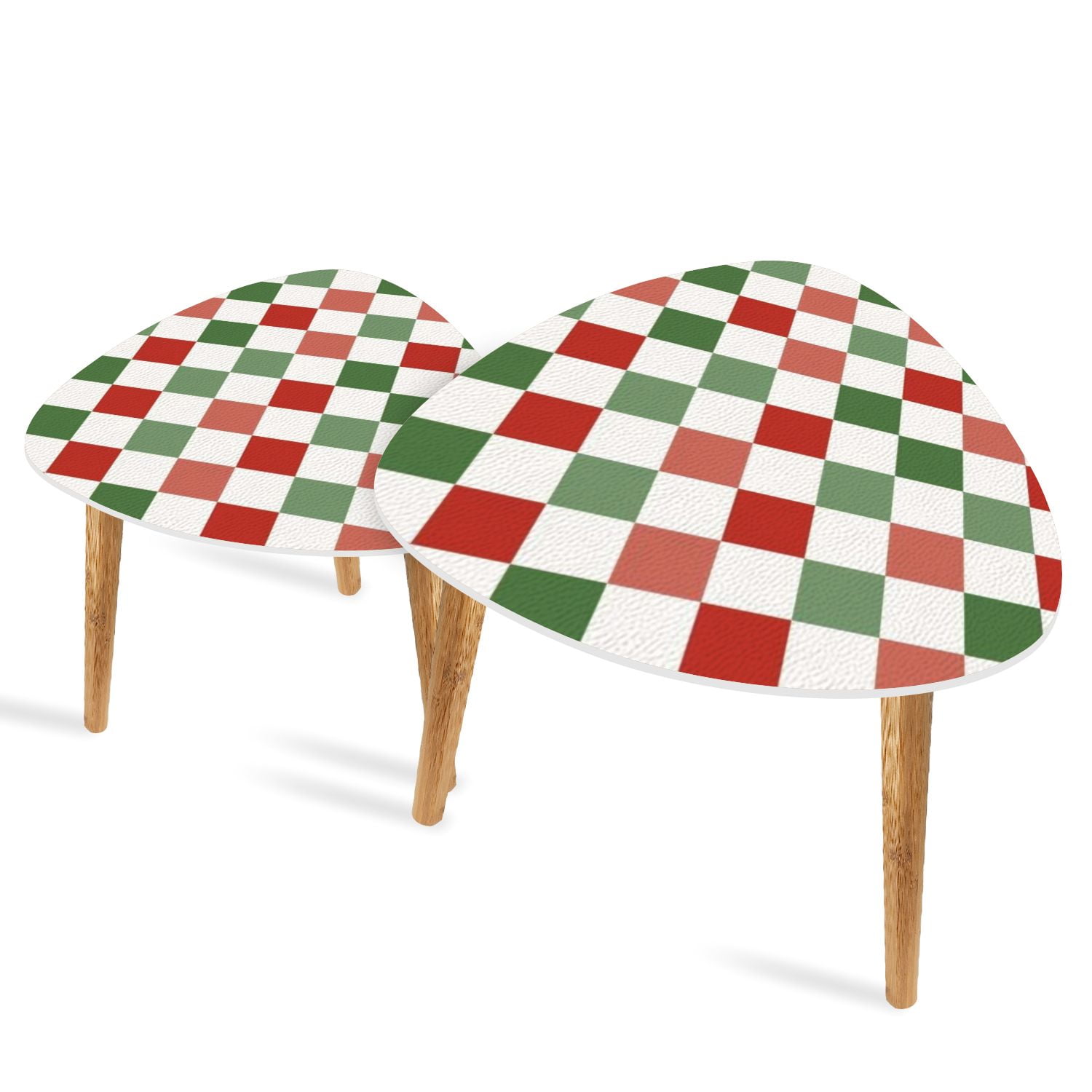 Set of 2 Triangle End Table Cute retro vintage Christmas Checkerboard ...