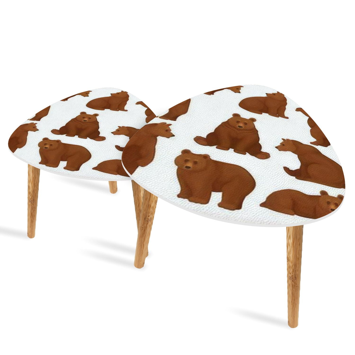Set of 2 Triangle End Table Flat set large bear different poses Wild ...