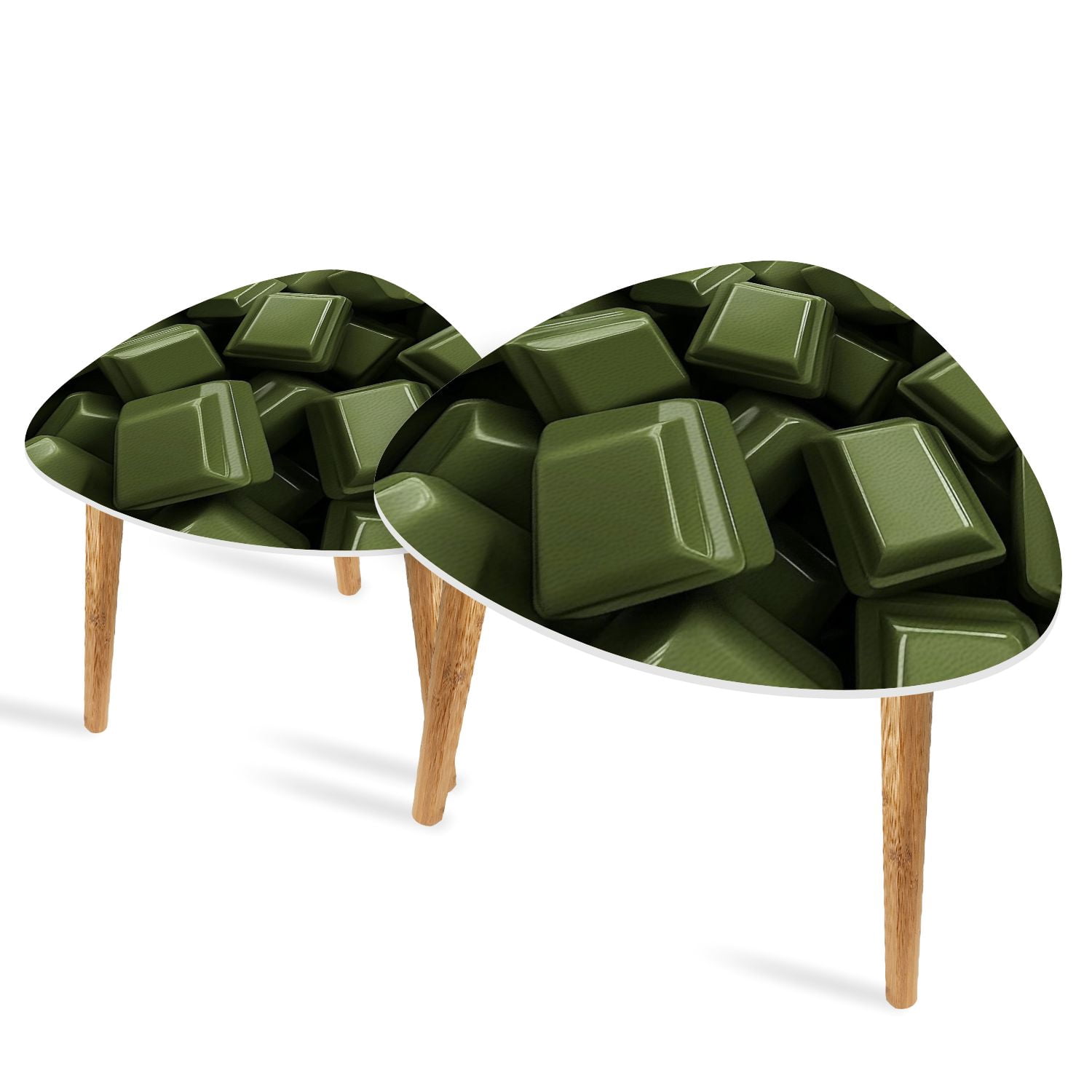 Set of 2 Triangle End Table Geometric Shapes Faceted Surfaces ...