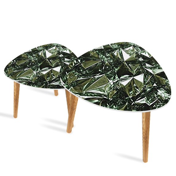 Set of 2 Triangle End Table Geometric Shapes Faceted Surfaces ...